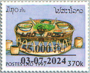 Stamp: Traditional meal setting Surcharged (Laos(2024 Provisionals) Mi ...