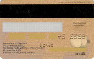 Bank Card: Commerzbank MC Gold 09-18 (Commerzbank, Germany, Federal ...
