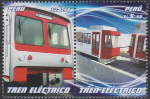 Stamp: Electric trains (Peru(Electric trains) Mi:PE 2526-2527,Sn:PE ...