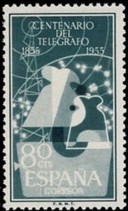 Sello: Centenary of the Telegraph (España(Centenario del Telégrafo) Mi ...