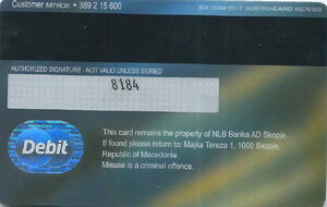 Bank Card: NLB Banka (NLB Banka AD Skopje, North MacedoniaCol:MK-MC-0006 💳