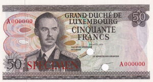Banknote: 50 Francs (Luxembourg(1966-1972 Issue) Wor:P-55as 💴