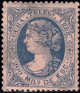 Postzegel: Queen Isabella II (Cuba(Telegraph Stamps) Yt:CU TE1,Bar:CU ...