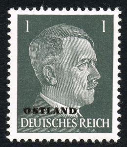 Stamp: Overprint OSTLAND over Hitler (Soviet Union, German Occupation ...