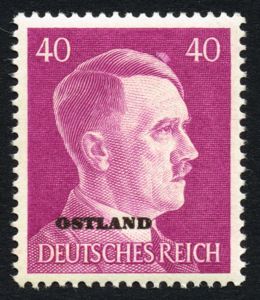 Stamp: Overprint OSTLAND over Hitler (Soviet Union, German Occupation ...