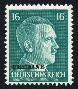 Stamp: Overprint UKRAINE over Hitler (Ukraine, German Occupation In ...