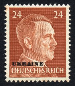 Stamp: Overprint UKRAINE over Hitler (Ukraine, German Occupation In ...
