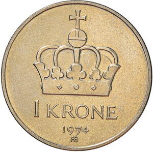 Moneda: 1 Krone (Noruega(1957~1991 - Olav V - Circulación) Col:NO ...