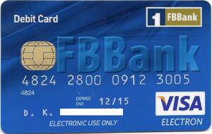 Bank Card: Debit Card FBBank VISA ELECTRON (FBBank, GreeceCol:GR-VE-0495
