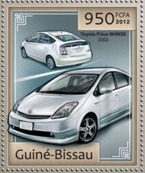 Stamp: Toyota Prius NHW720, 2003 (Guinea-Bissau(75th anniversary of ...