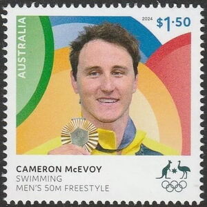 Stamp: Cameron McEvoy, 50M Freestyle, Swimming (Australia(2024 Summer ...
