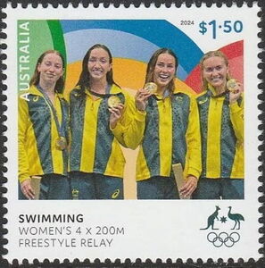 Stamp: Women’s 4 x 200 Metres Freestyle Relay Swimming (Australia(2024 Summer Olympic Games ...