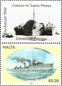 邮票: HMS Amazon (马耳他(70th Anniv. of Operation Pedestal (WWII Malta ...