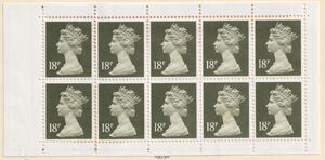 Stamp: Queen Elizabeth II - 18p Decimal Machin booklet pane (United ...
