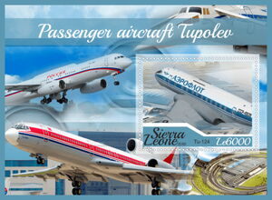Stamp: Transport Passenger aircraft Tupolev (Sierra Leone: Illegal ...