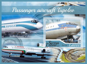 Stamp: Transport Passenger aircraft Tupolev (Sierra Leone: Illegal ...
