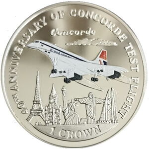 Coin: 1 Crown (Concord test flight 40th Anniversary - Silver) (Isle of ...