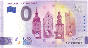 Banknote: 0€ Germany-SAALFELD - STADTTORE (Fantasy Euro Souvenir ...