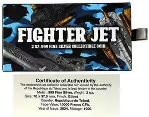 Coin: 10,000 CFA Francs (Fighter Jet - Gilded) (Chad(Numismatic Product ...