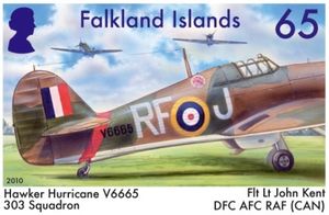 邮票: Hawker Hurricane V6665 (福克兰群岛(Battle of Britain, 70th Anniv.) Mi:FK ...