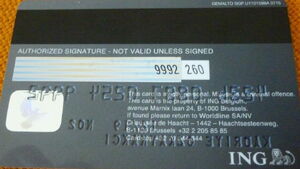 Bank Card: Ing Visa (ING Bank, BelgiumCol:BE-VI-0015.02