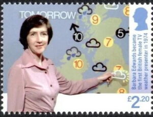 Stamp: Barbara Edwards. First Female Weather Presenter, 1974 (United ...