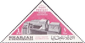 Stamp: Telewriter (Sharjah(Science, Transport and Telecommunication) Mi ...