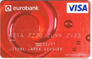 Bank Card: Red (Euro Bank SA, PolandCol:PL-VI-0042.02