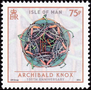 Stamp: Archibald Knox 150th Anniversary (Isle of Man(150th Anniversary of Archibald Knox) Mi:IM ...