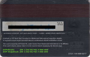 Bank Card: Maestro Pay Pass (Otp Bank, HungaryCol:HU-MS-0001.06