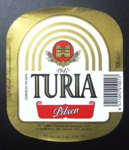 Drink Label: Turia Pilsen (El Turia - Fabrica de Cerveza S.A., SpainCol ...