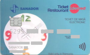 Tarjeta de Banco: Ticket Restaurant 2 - Sanador (Edenred, RumaníaCol:RO ...