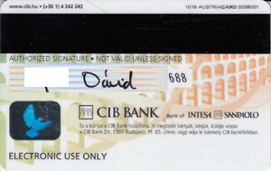 Bank Card: Visa Business (CIB Bank, HungaryCol:HU-VI-0017.06