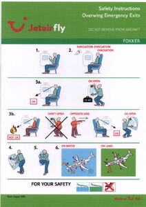 Safety Card: Overwing Emergency Exits Fokker (Jetairfly, BelgiumCol:JAF ...