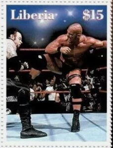 Stamp: Stone Cold Fighting (Liberia(Wrestlers) Mi:LR 2762,Yt:LR 2321 ...