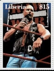 Stamp: Stone Cold Speaking Through a Microphone (Liberia(Wrestlers) Mi ...