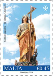 Stamp: Statue of Saint Margaret, Sannat (Malta(Maltese Festa 2024) Col ...