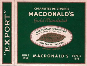 Cigarette Pack: Macdonald's Export (CanadaCol:CA-CT-0044