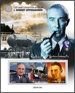 Stamp: Julius Robert Oppenheimer (1904–1967) (Liberia(Julius Robert ...