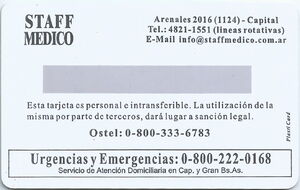 Functional Card: Staff Médico (Hospitals and Clinics, Argentina(Staff Médico) Col:AR-STAFFM-001