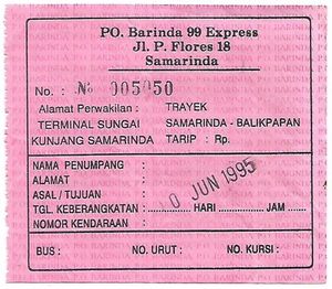 Transport Ticket: Trayek Samarinda - Balikpapan (PO Barinda 99 Express ...