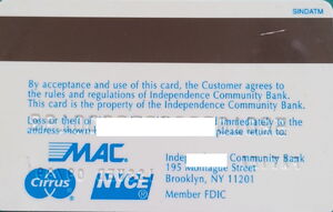 Bank Card: Independence (Independence Community Bank, United States of ...