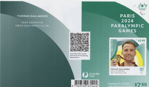 Stamp: Thomas Gallagher, Swimming (Australia(2024 Paralympic Games ...