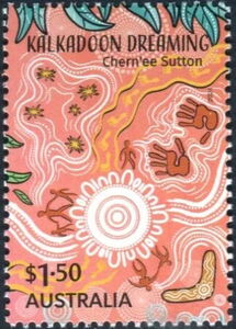 Stamp: Kalkadoon Dreaming: Art of Chern’ee Sutton - Palms & people ...