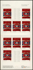 Stamp: Montreal Canadiens booklet pane (Canada(Centenary of Montreal ...