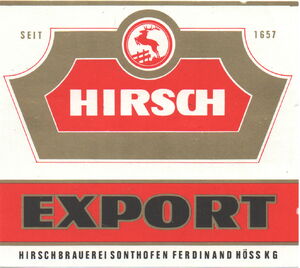 Drink Label: Export (Der Hirschbrau Privatbrauerei Hoss GmbH & Co KG ...