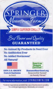 Food Label: Springer Chicken Gizzards (Springer Mountain Farms, United ...