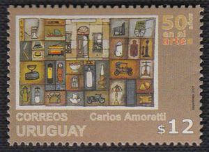 Stamp: Carlos Amoretti, painter (Uruguay(Carlos Amoretti´s Art, 50th ...