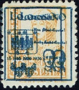 Stamp: Queen Isabel I - overprinted Logroño (Spain, Civil War(Civil War ...