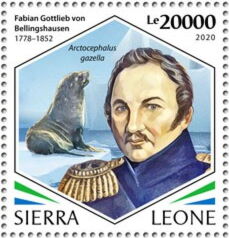 Stamp: Fabian Gottlieb von Bellingshausen 1778–1852; Arctocephalus ...